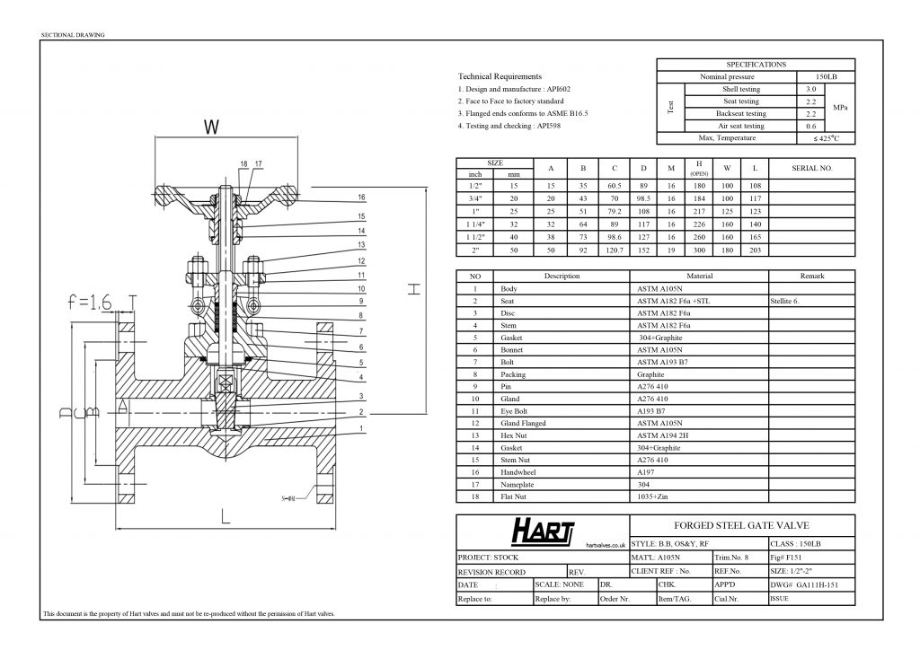 Forged Steel Gate Valve (150 Lbs, 300 Lbs, 600 Lbs) – Oiltech ...